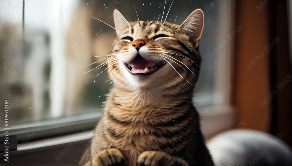 laughing cat, Surprised face, Wow expression cat funny face with open ...
