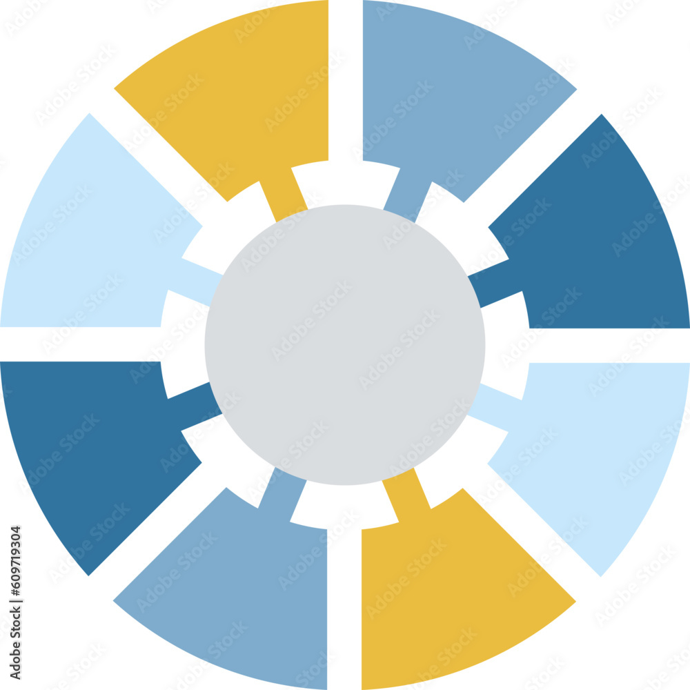 Infographic Pie Flow Chart Diagram with 8 Sections Stock Vector | Adobe ...