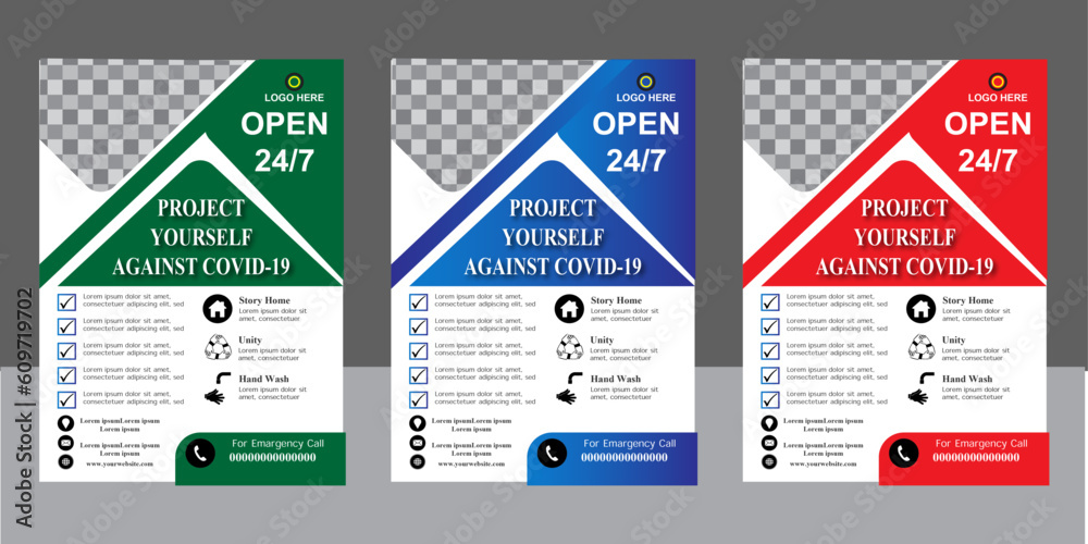 a4 flyer, advertisement, care, clinic flyer, company, covid19, doctor ...