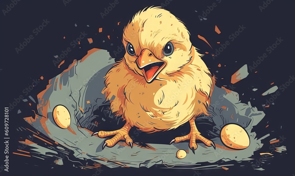 a cartoon chicken sitting in a puddle of water with its mouth open and ...