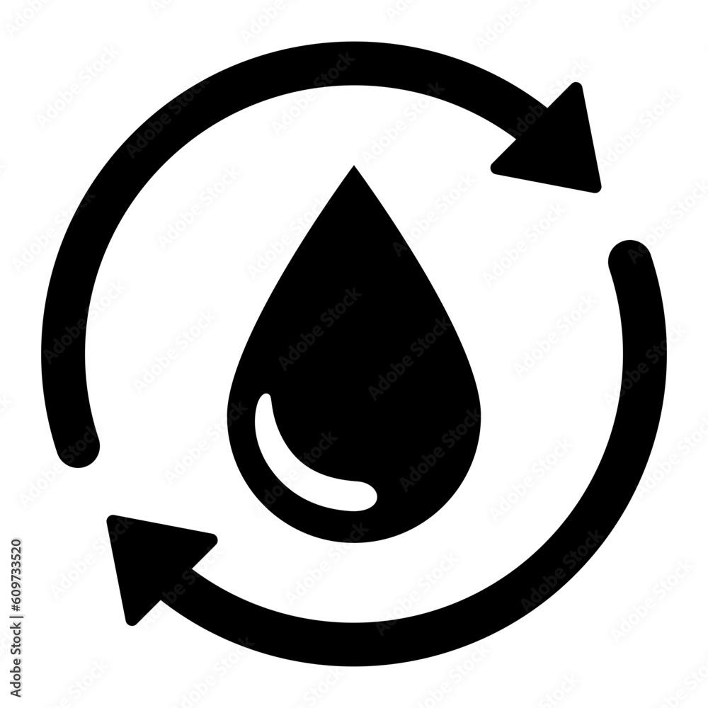 Black single round liquid recycle icon, simple planet water circle ...