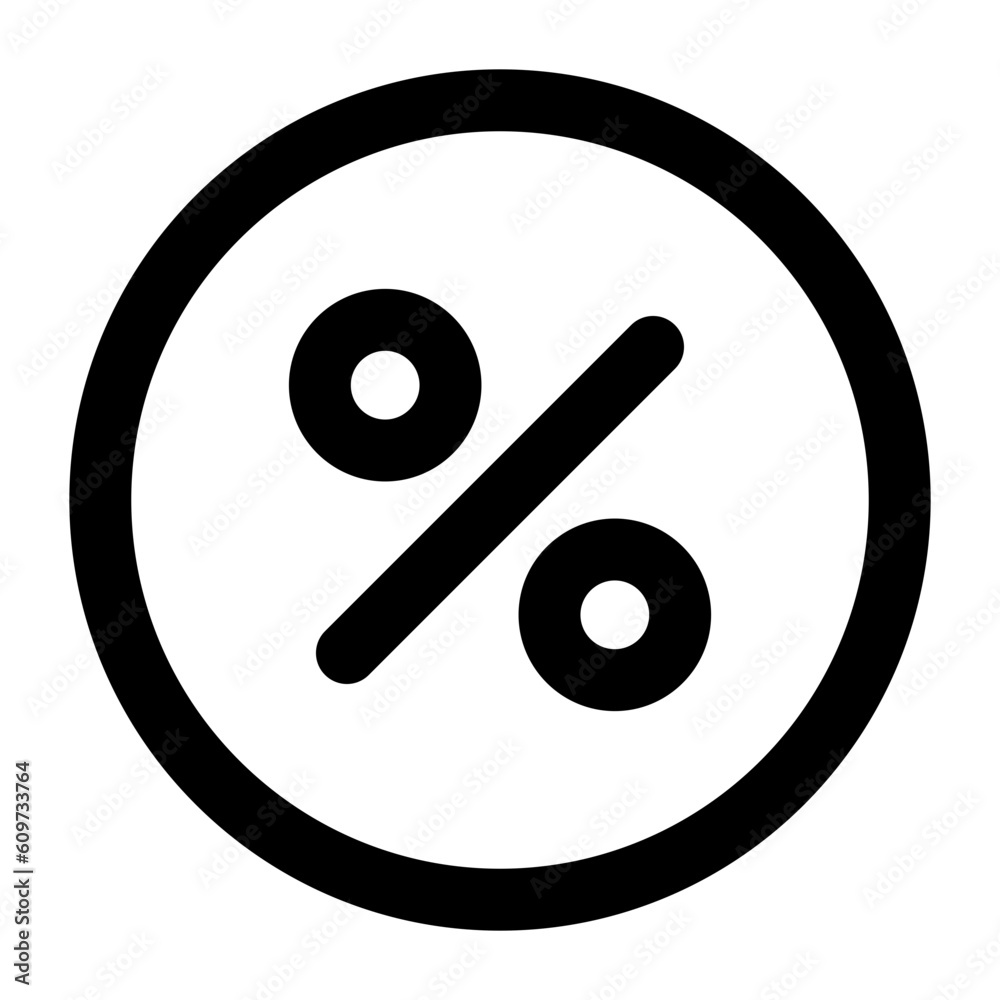 Black single percentage icon, simple round discount mark flat design ...