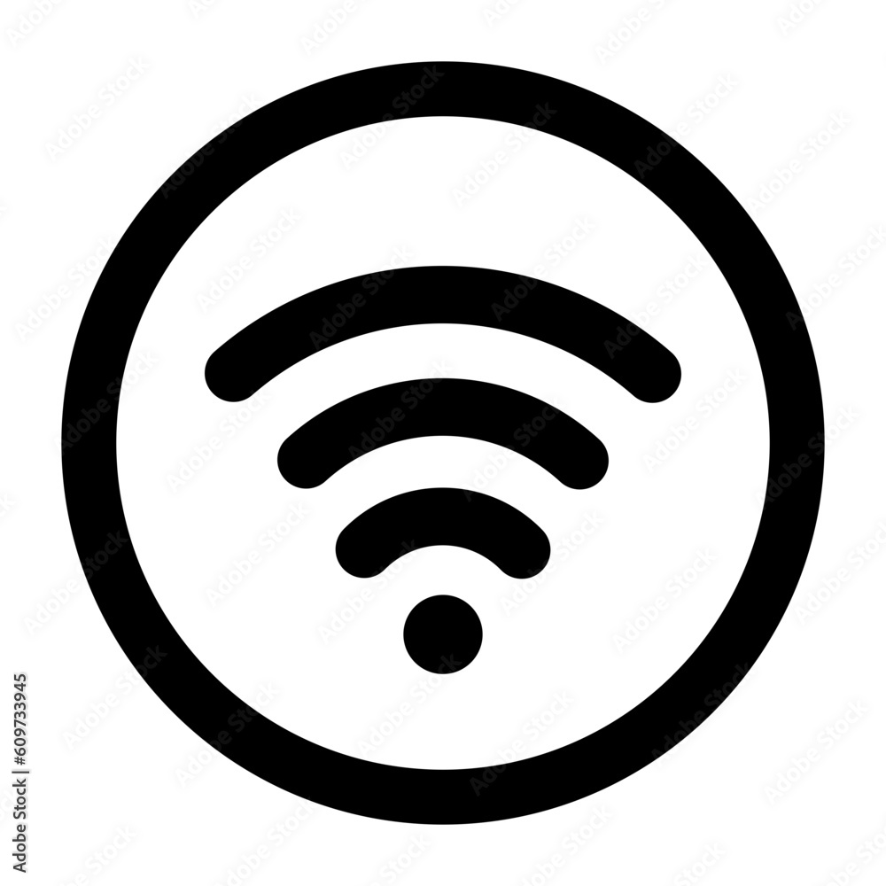 Black round full wi-fi icon. Technology signal strength indicator ...