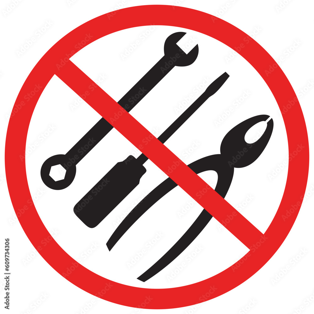 Black no tool needed icon, no need to install by tools with red stop ...