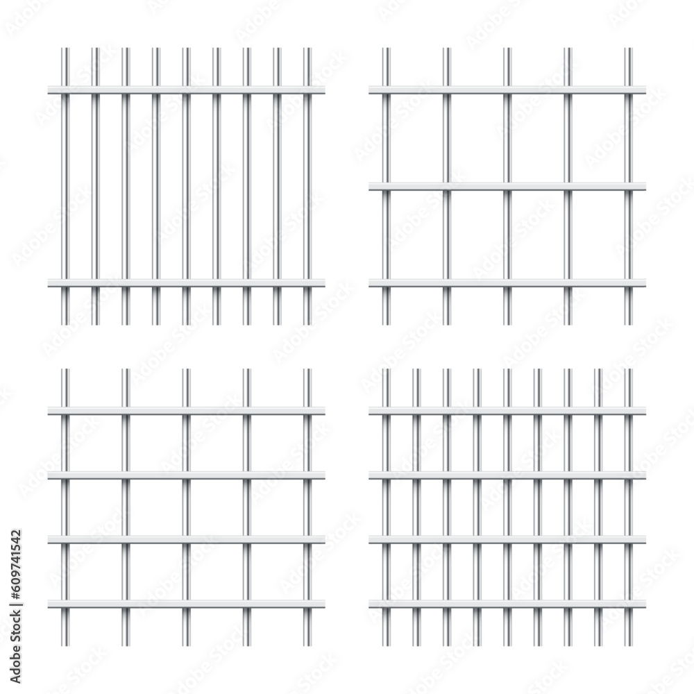 Realistic shiny metal prison bars isolated on white background ...
