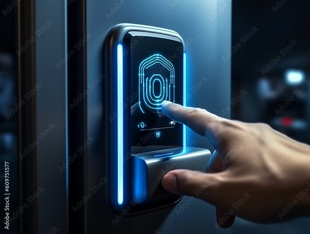 illustrazione di sistema tecnologico di apertura digitale delle porte ...