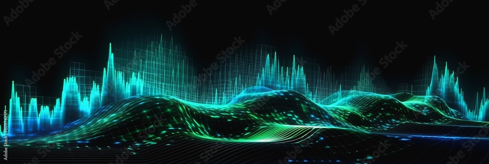 computer wave light green charts sound monitor tron radioactive spike ...