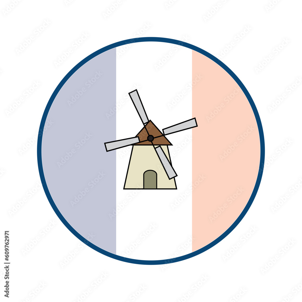 windmill vector icon with circular background and blue border Stock Vector | Adobe Stock