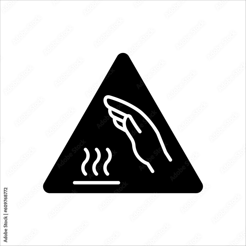 Warning sign for hot surface. Vector and illustration graphic Caution ...