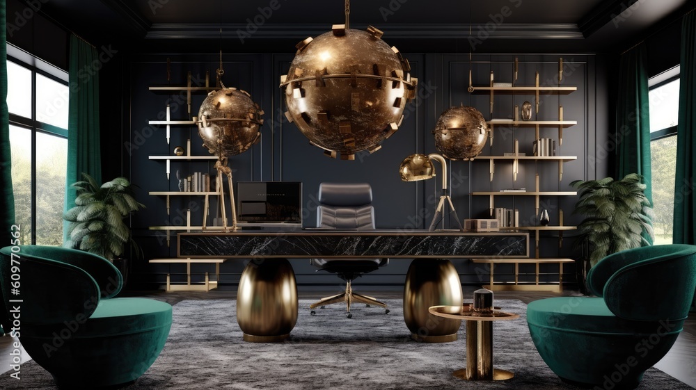 Inspiring office interior design Art Deco style Executive office ...