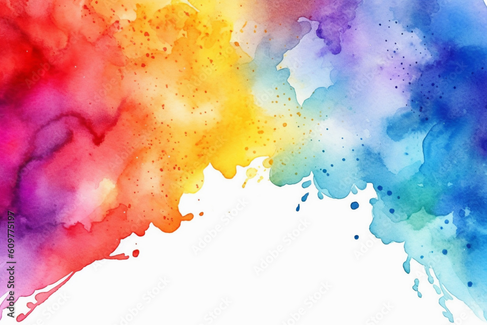 LGBTQ Pride card background frame, Watercolor illustration with white ...