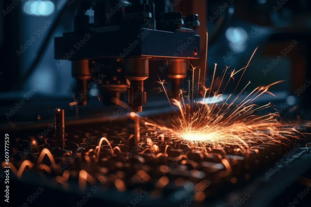 Robot welder. Automatic welding machine. AI generated, human enhanced ...