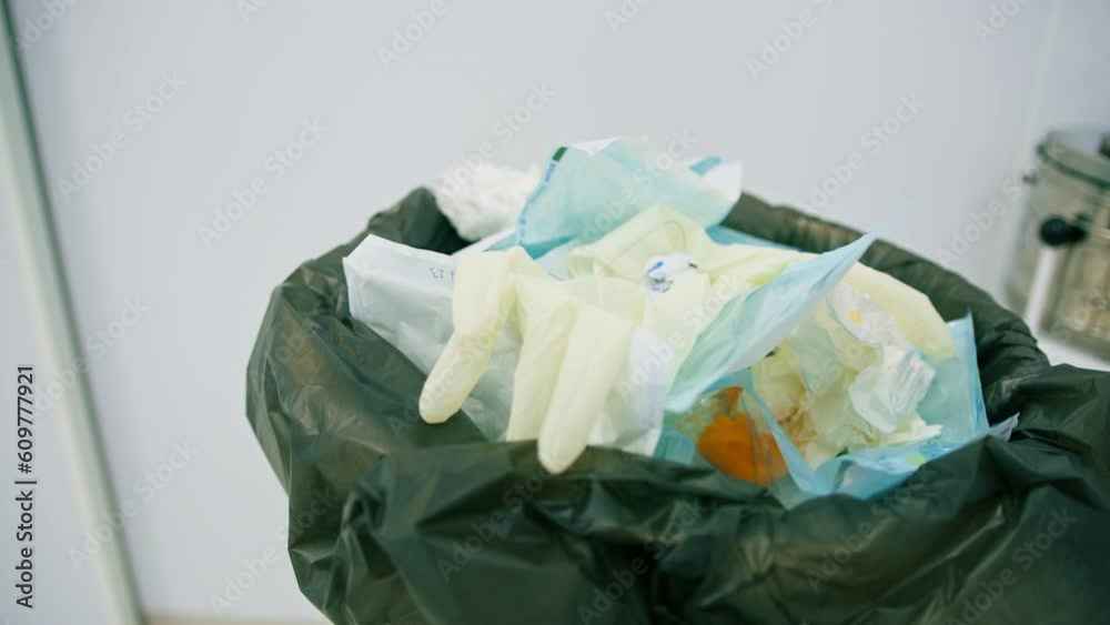 operating room in a hospital waste after surgery dirty gauze and ...