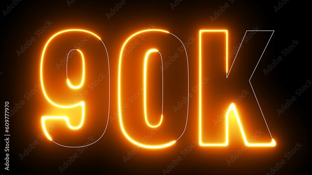 90K Electric orange lighting text with animation on black background ...