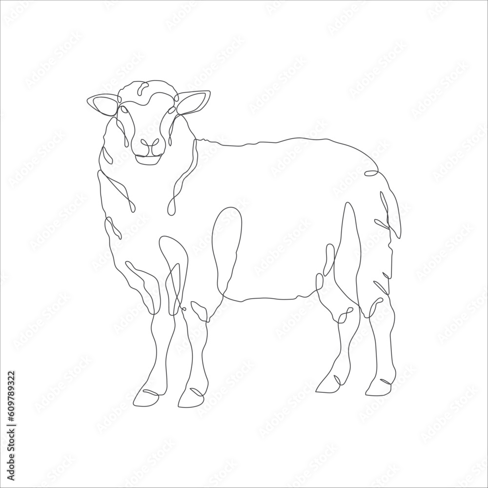 Sheep in one continuous line drawing. Sheep icon. Lamb line art icon ...