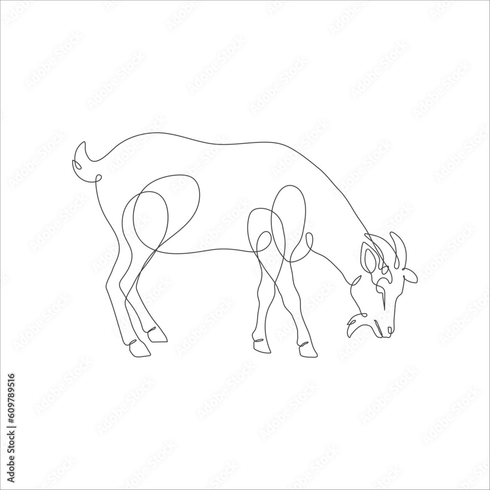 Goat one line continuous drawing. Goat linear icon. Farm animal line ...