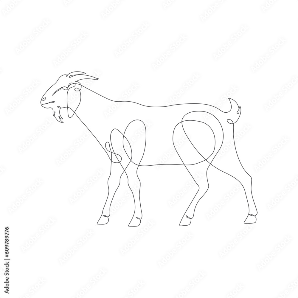 Goat one line continuous drawing. Goat linear icon. Farm animal line ...