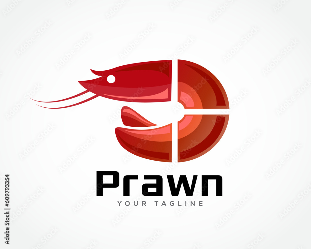 simple abstract prawn shrimp sea food logo icon symbol design template ...