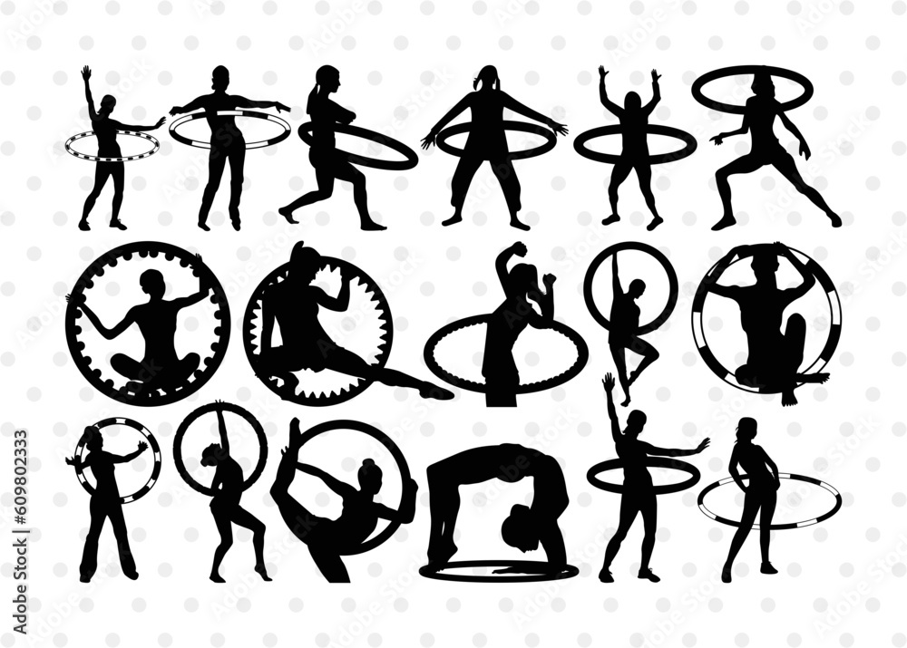 Vetor de Hula Hoop Silhouette, Hula Hooping Svg, Hula Hooper Bundle ...