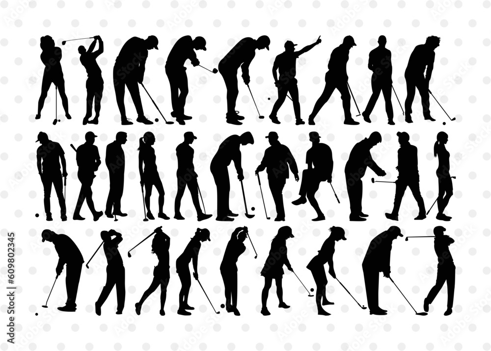 Golf Player Silhouette, Golf Svg, Golfer Bundle, Sports svg, Golf Man ...