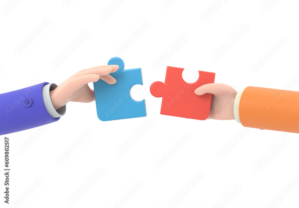 Transparent Backgrounds Mock-up.Business teamwork with white puzzle of ...