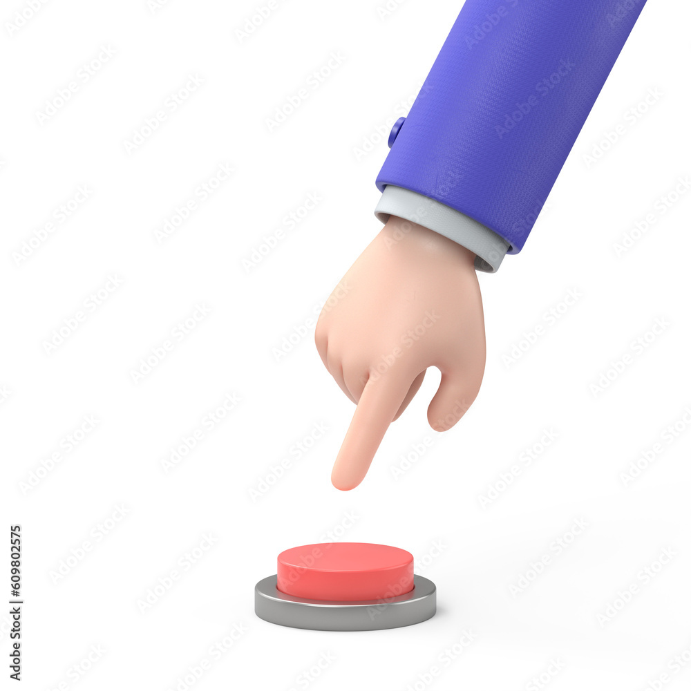 Transparent Backgrounds Mock-up.The red stop button hand presses pop ...