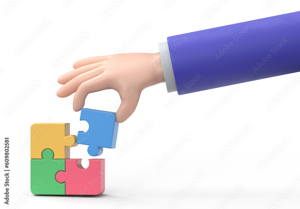 Transparent Backgrounds Mock-up.Business teamwork with white puzzle of ...