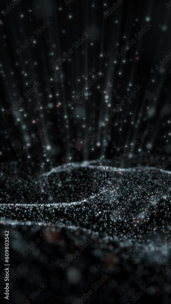VERTICAL VEDIO, Glitter light blue particles stage and light shine ...
