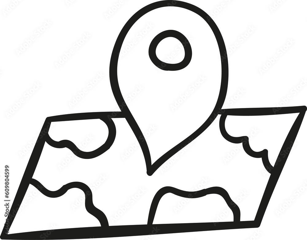Pin map hand drawn outline style Stock Illustration | Adobe Stock