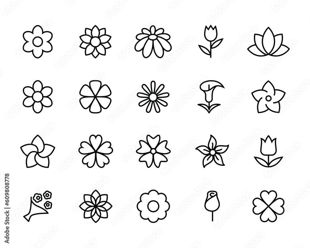 floral wreath Flower icon set collection nature, bouquets, flowers ...