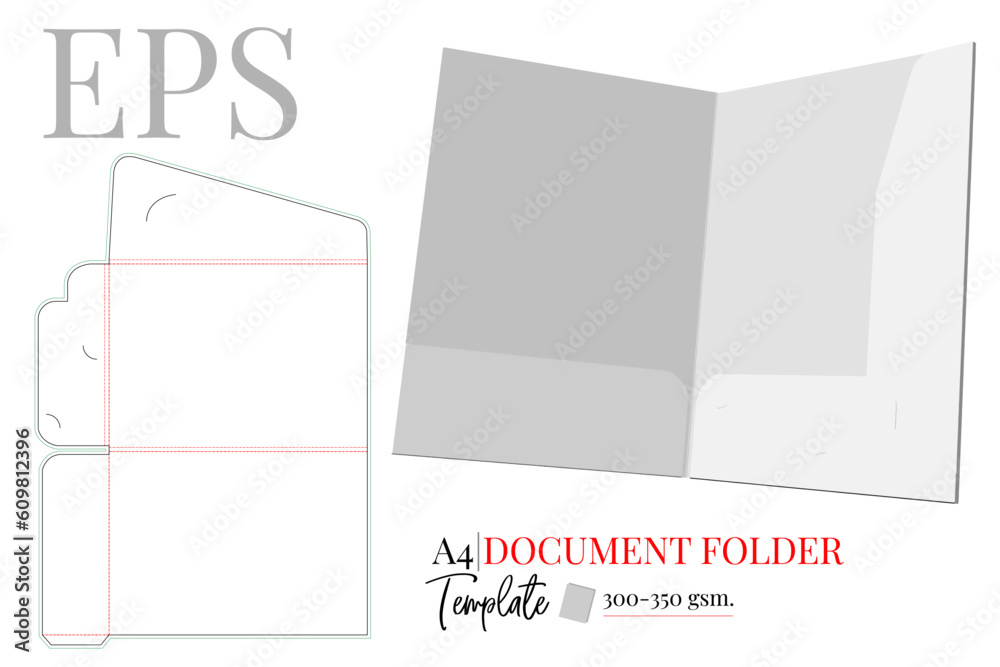 Document Folder Template A4. Vector with die cut, laser cut layers ...