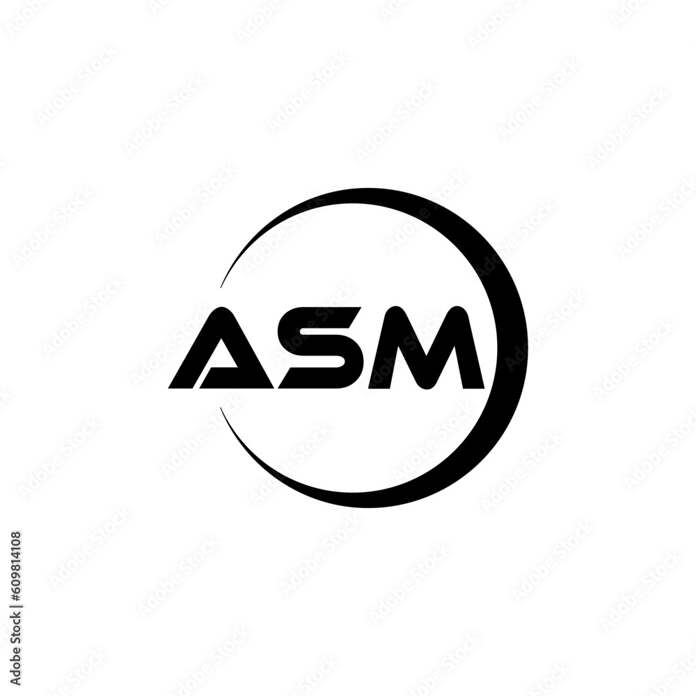 ASM letter logo design with white background in illustrator, cube logo ...