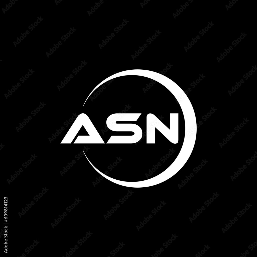 ASN letter logo design with black background in illustrator, cube logo ...