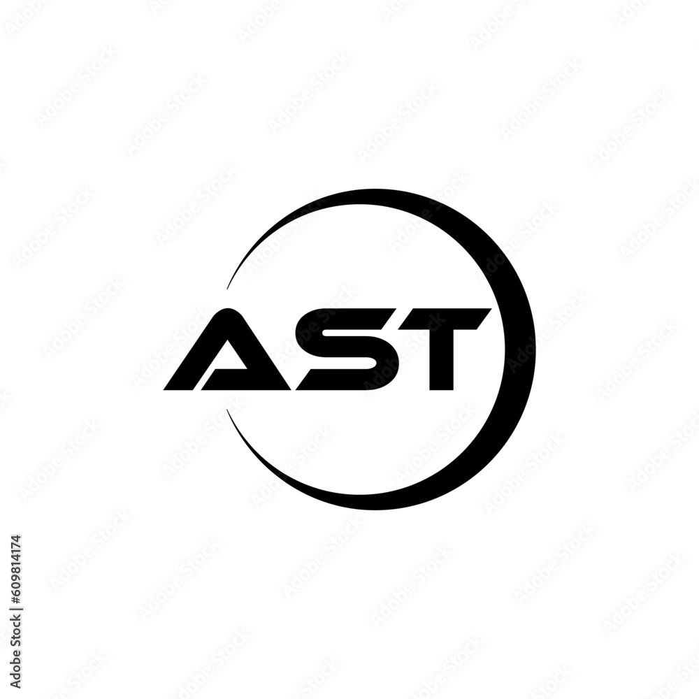 AST letter logo design with white background in illustrator, cube logo ...