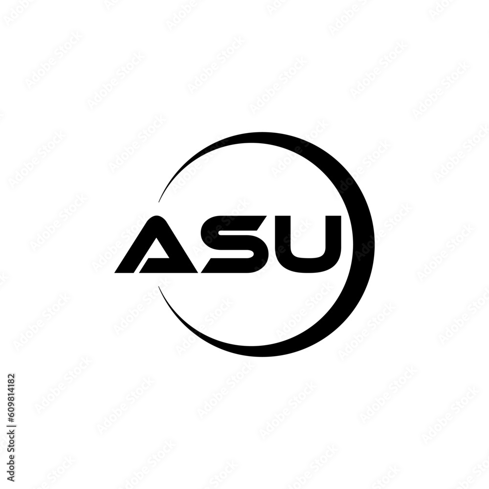 ASU letter logo design with white background in illustrator, cube logo ...