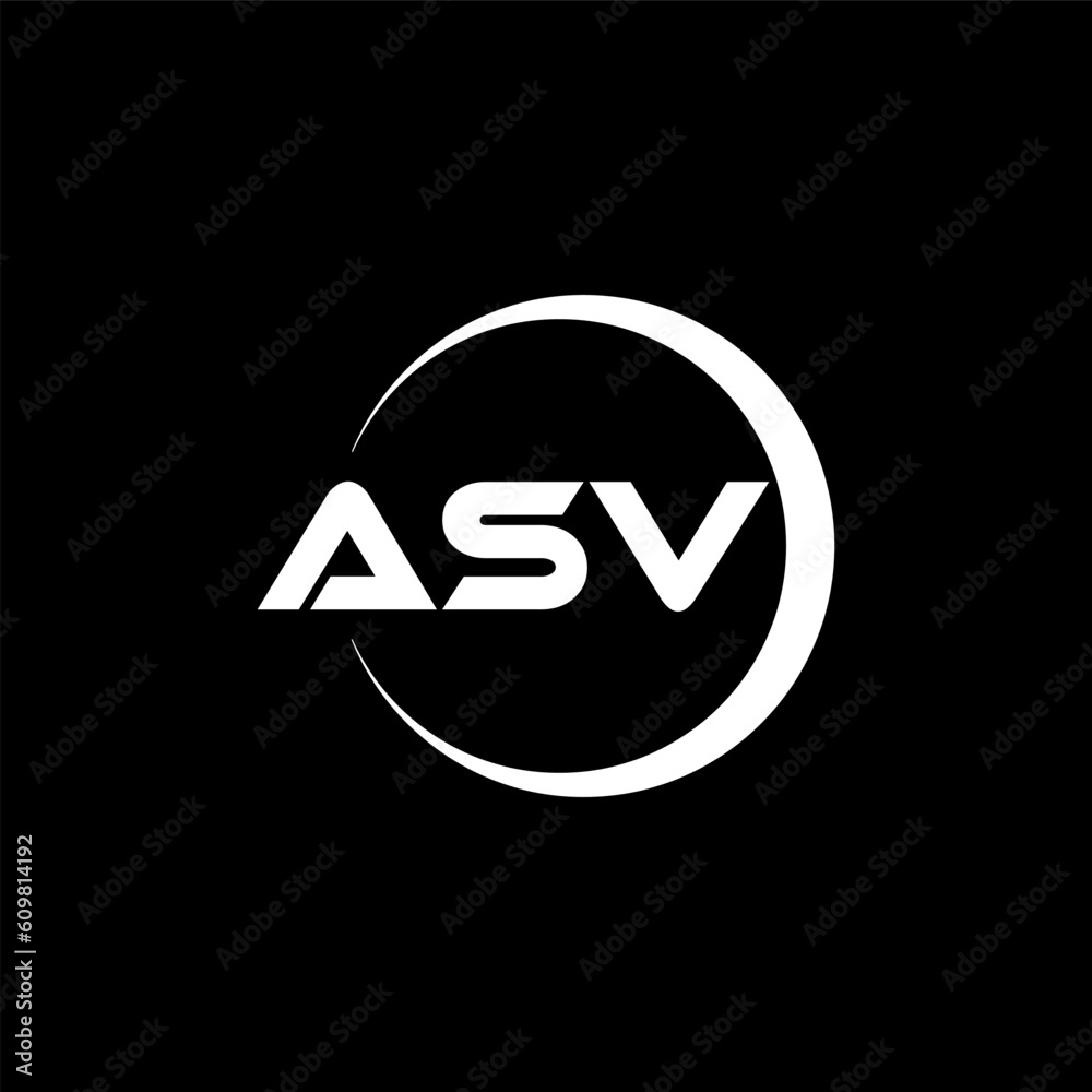 ASV letter logo design with black background in illustrator, cube logo ...
