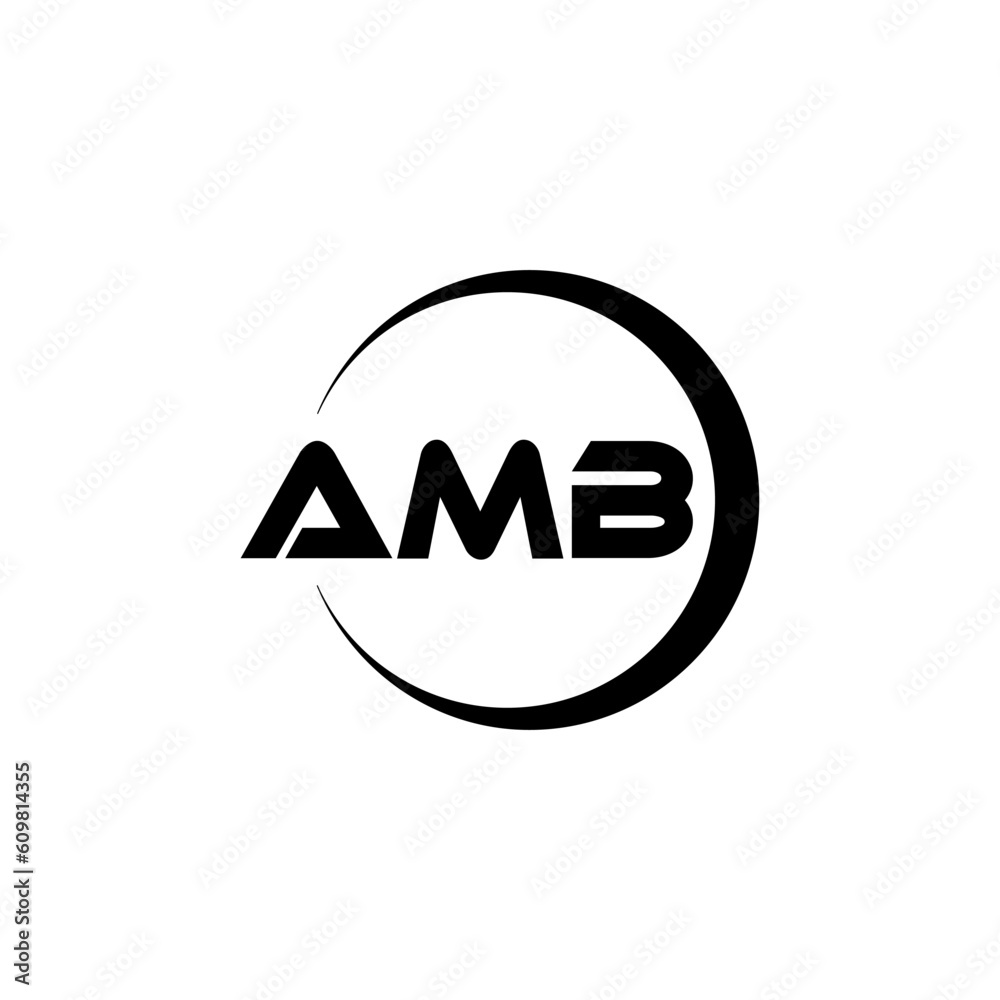 AMB letter logo design with white background in illustrator, cube logo ...