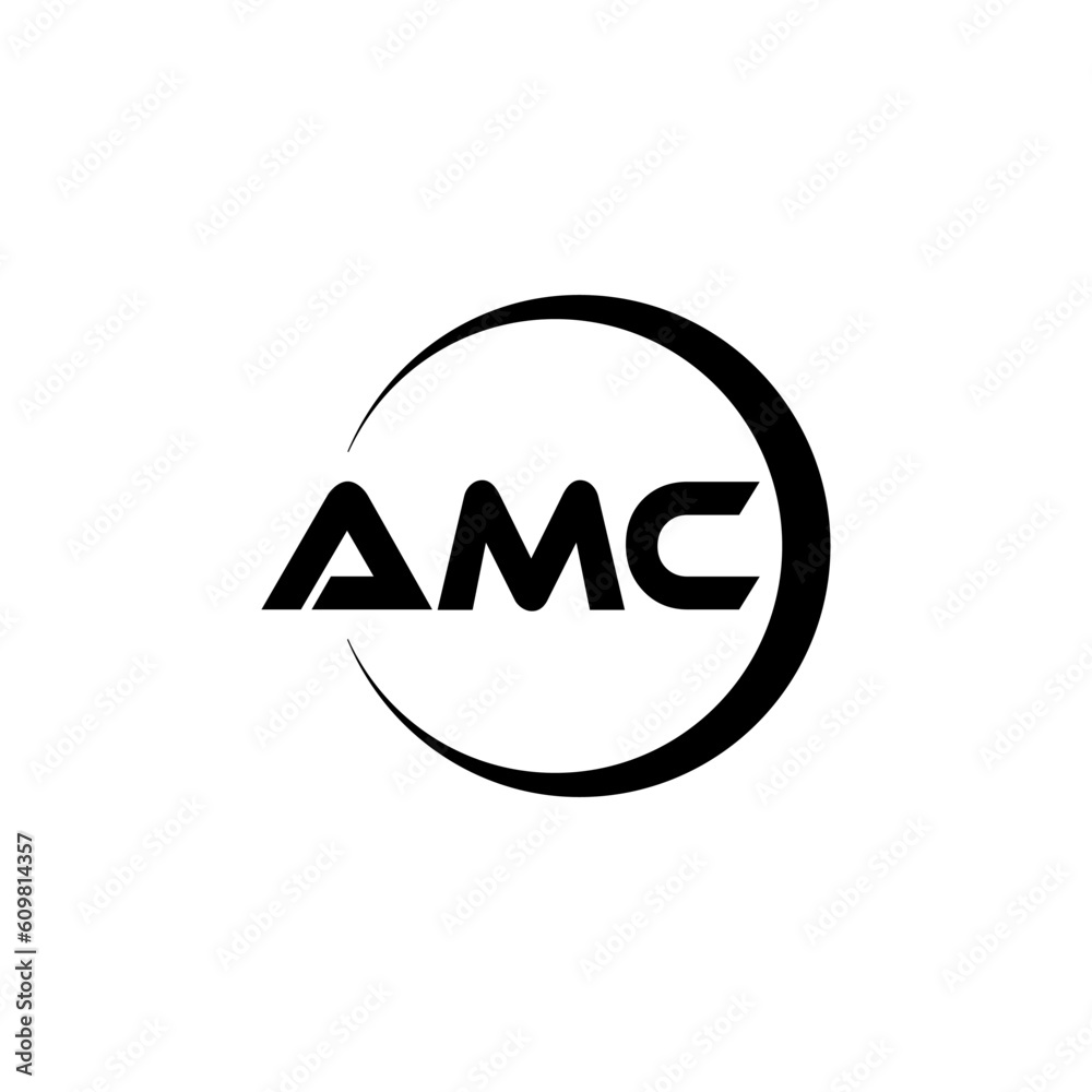 AMC letter logo design with white background in illustrator, cube logo ...
