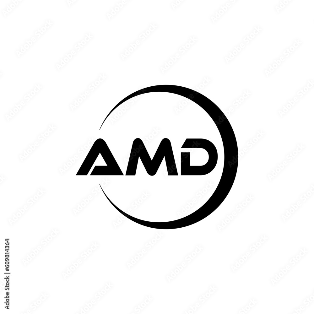AMD letter logo design with white background in illustrator, cube logo ...