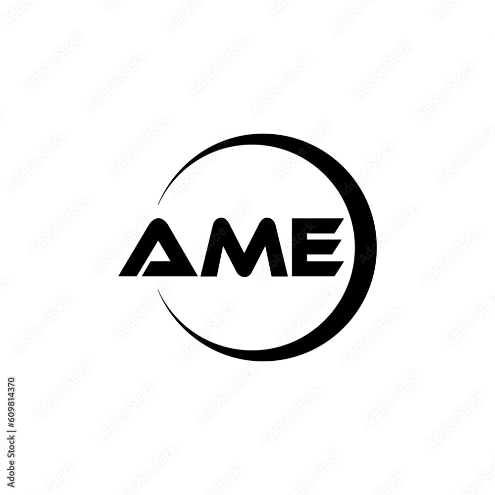 AME letter logo design with white background in illustrator, cube logo ...