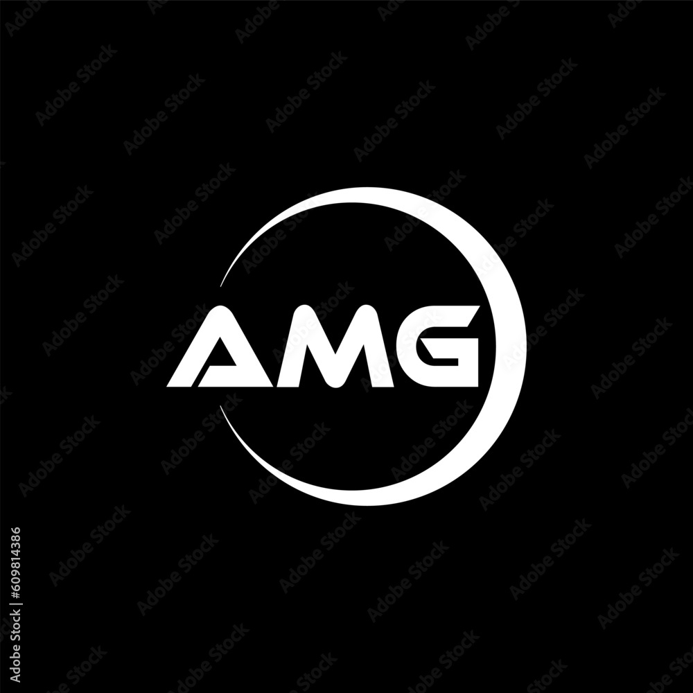 AMG letter logo design with black background in illustrator, cube logo ...