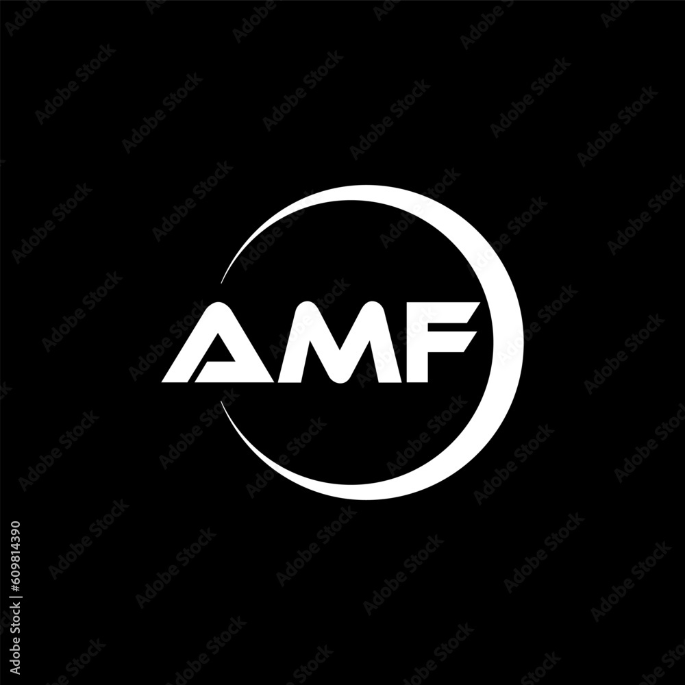 AMF letter logo design with black background in illustrator, cube logo ...