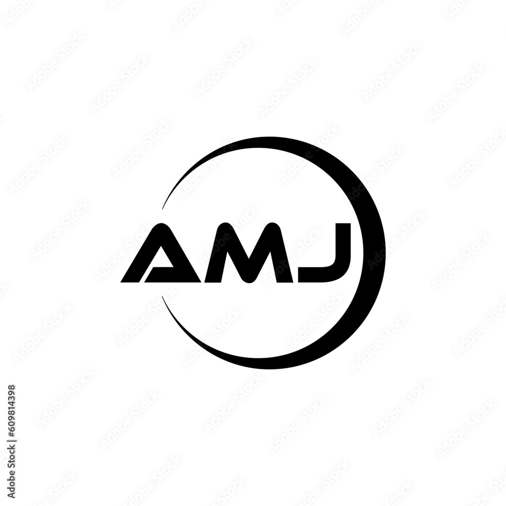 AMJ letter logo design with white background in illustrator, cube logo ...
