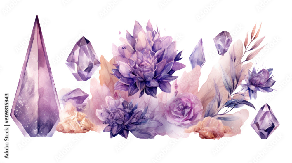 mystical amethyst crystals isolated on a transparent background for ...