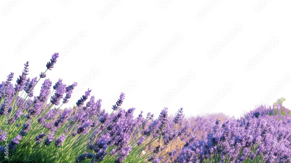 fragrant lavender field in full bloom isolated on a transparent ...