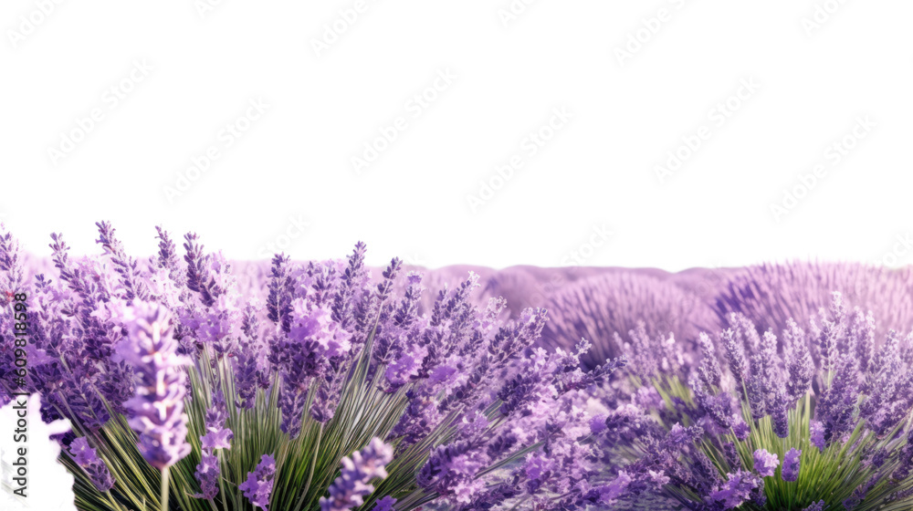 fragrant lavender field in full bloom isolated on a transparent ...