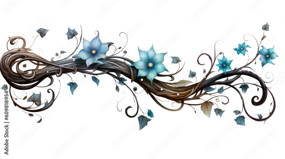 whimsical moonflower vine isolated on a transparent background for ...