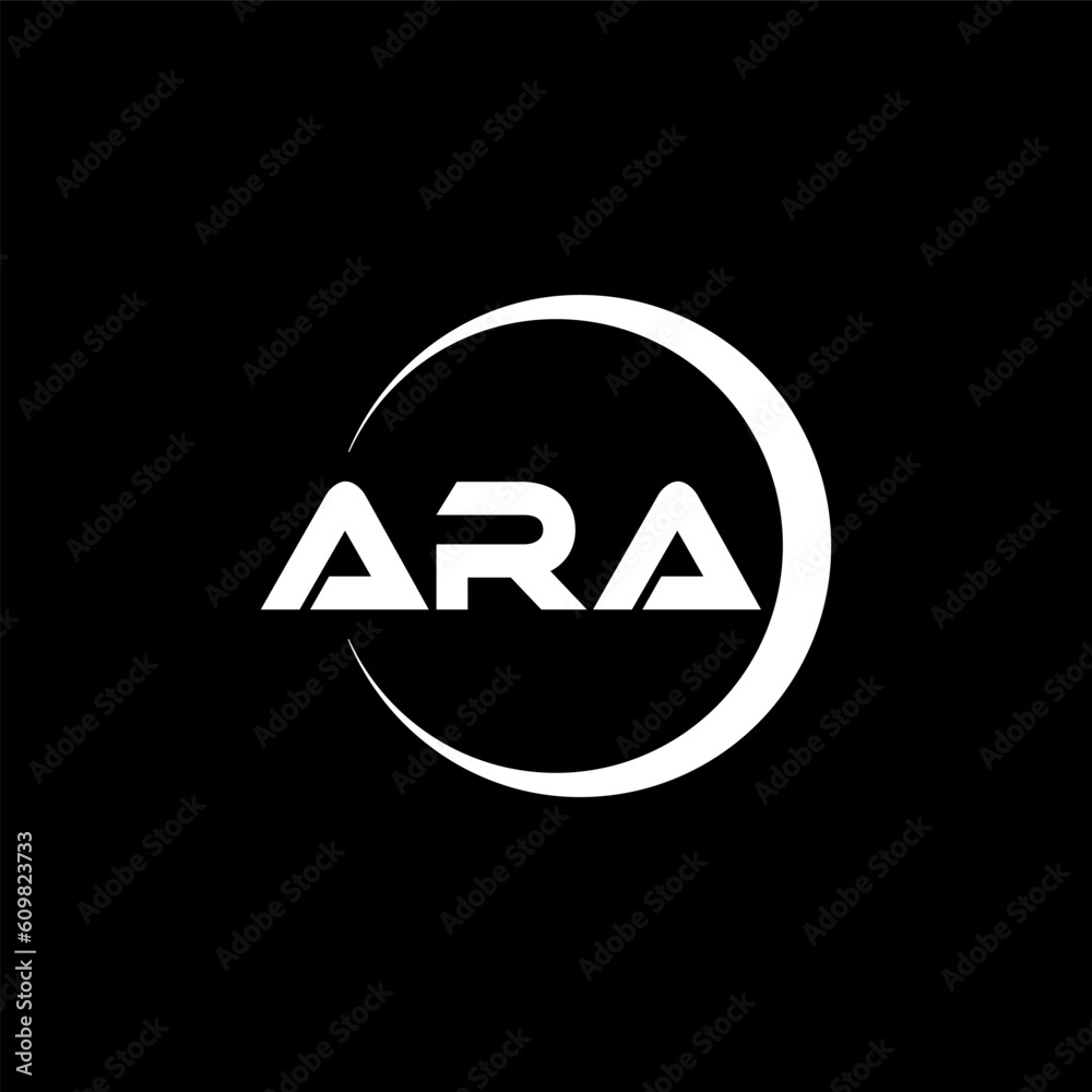 ARA letter logo design with black background in illustrator, cube logo ...