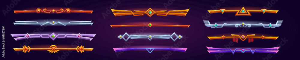 Golden fantasy game border ui button frame design. Medieval gold metal ...