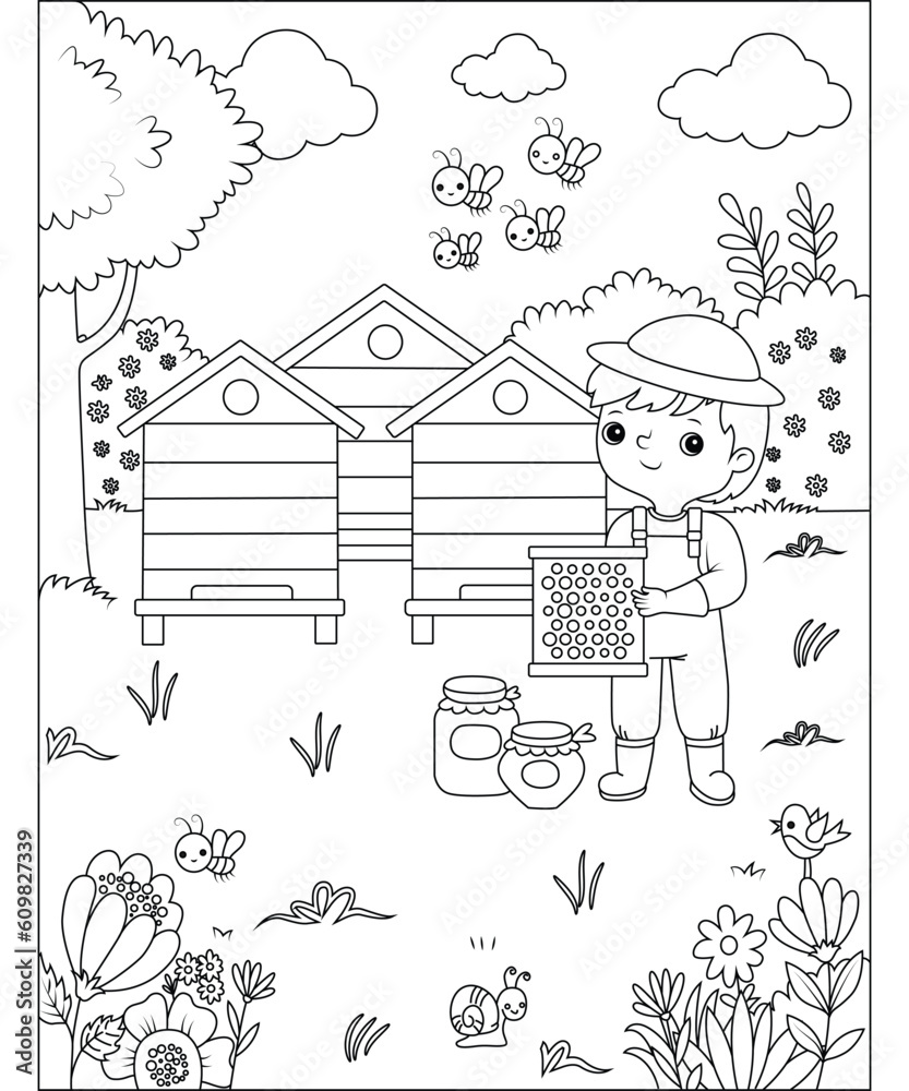 funny children activities coloring page for kids Stock Vector | Adobe Stock